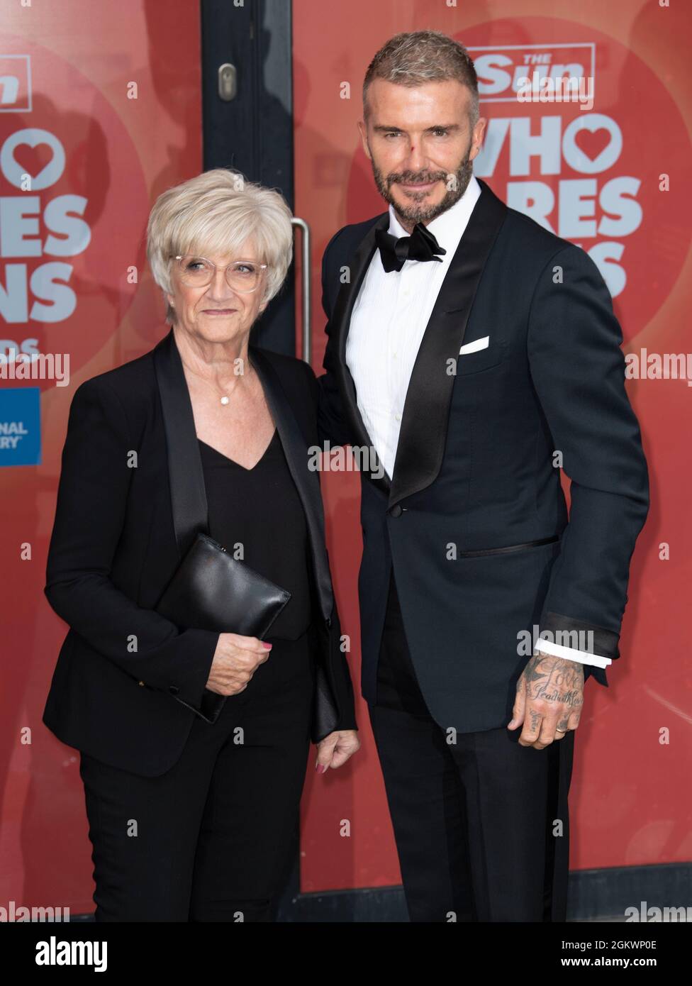 LONDON, ENGLAND - SEPTEMBER 14: David Beckham and mother Sandra Beckham ...