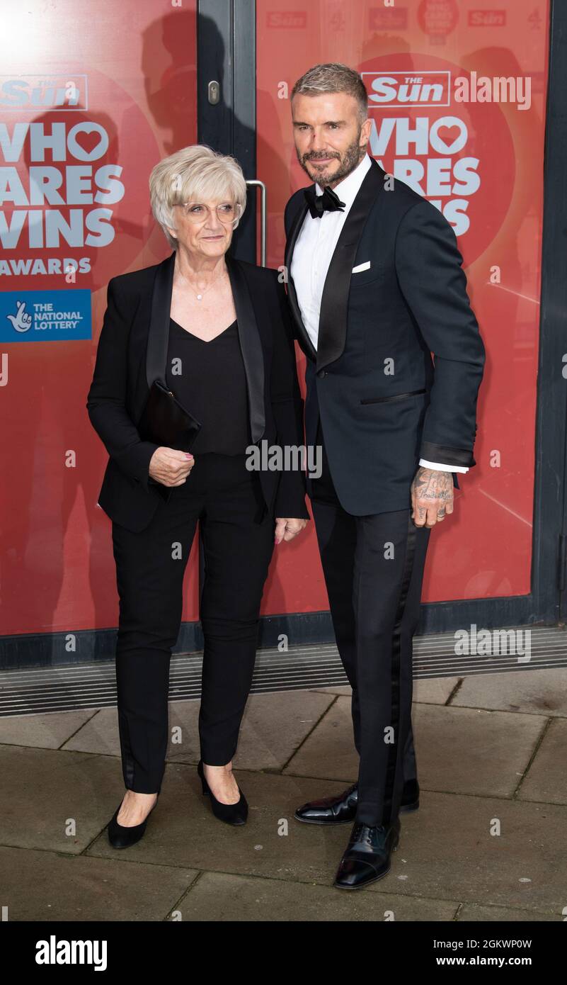 LONDON, ENGLAND - SEPTEMBER 14: David Beckham and mother Sandra Beckham ...