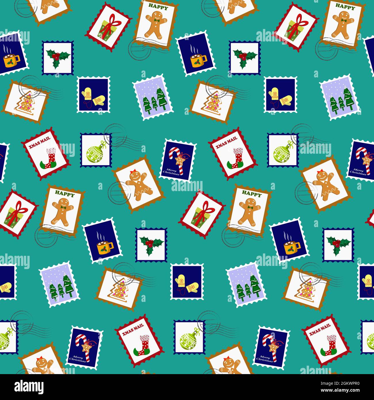 Postage stamp pattern. For new year and christmas. Vector drawing Stock ...