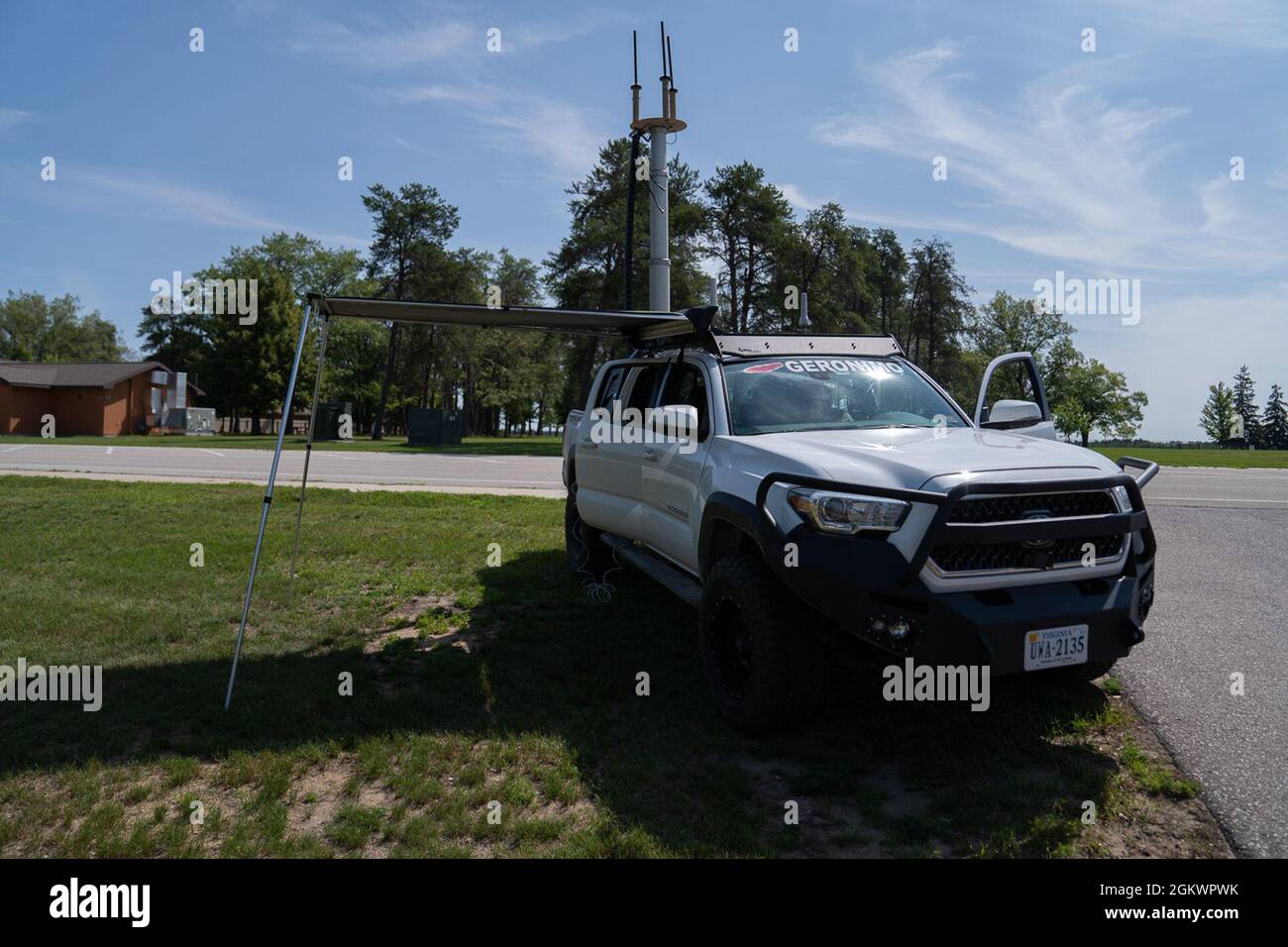 A Cell On Light Truck (COLT) broadcasts private LTE during the Global ...