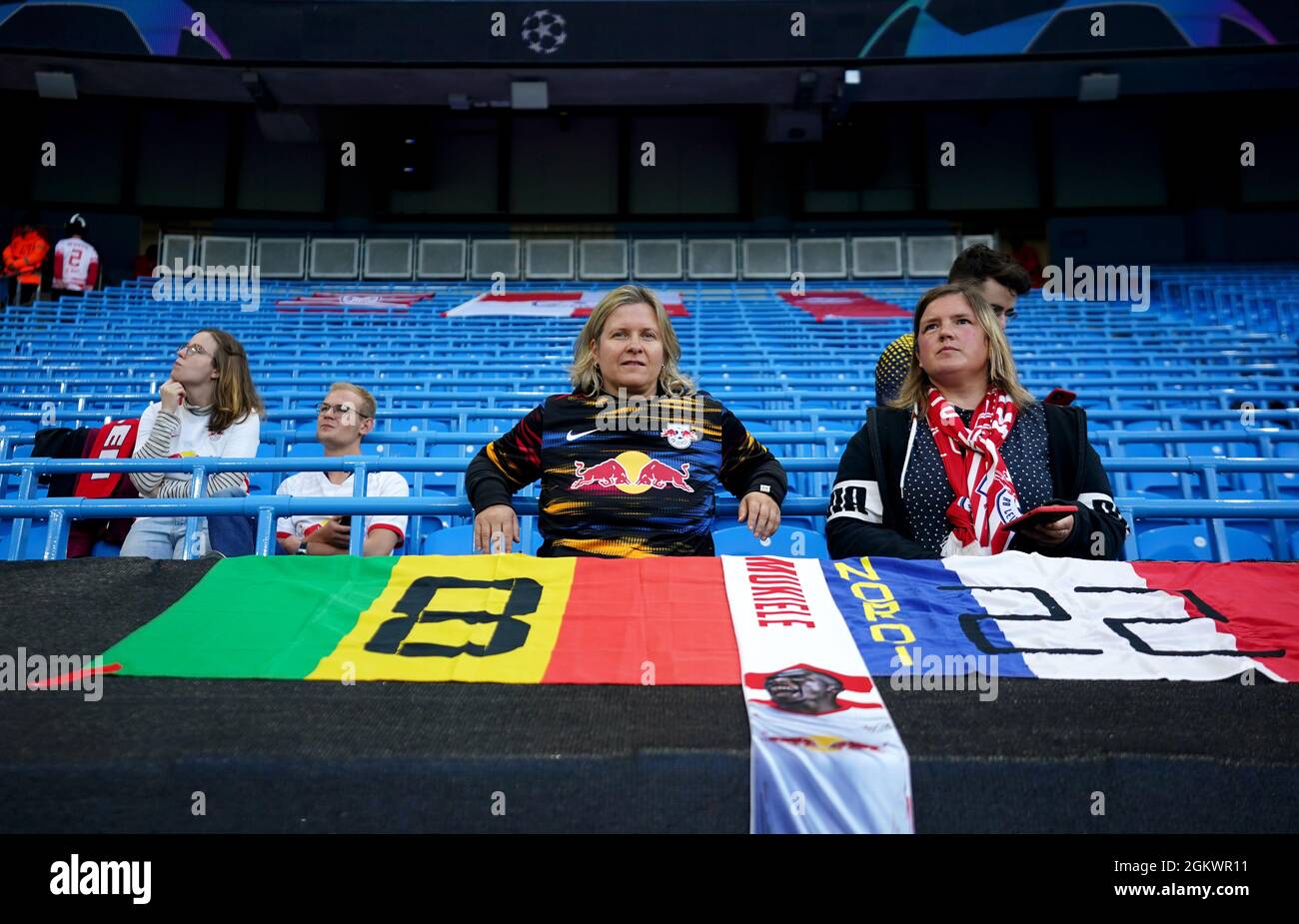 RB Leipzig fans in the stands before the UEFA Champions League, Group A ...