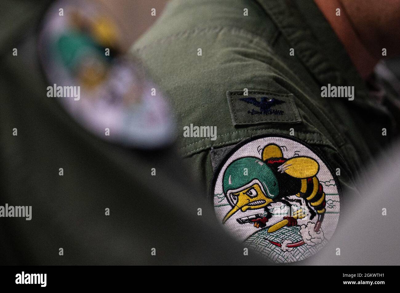 A 112th Fighter Squadron patch lays on the shoulder of U.S. Air Force ...