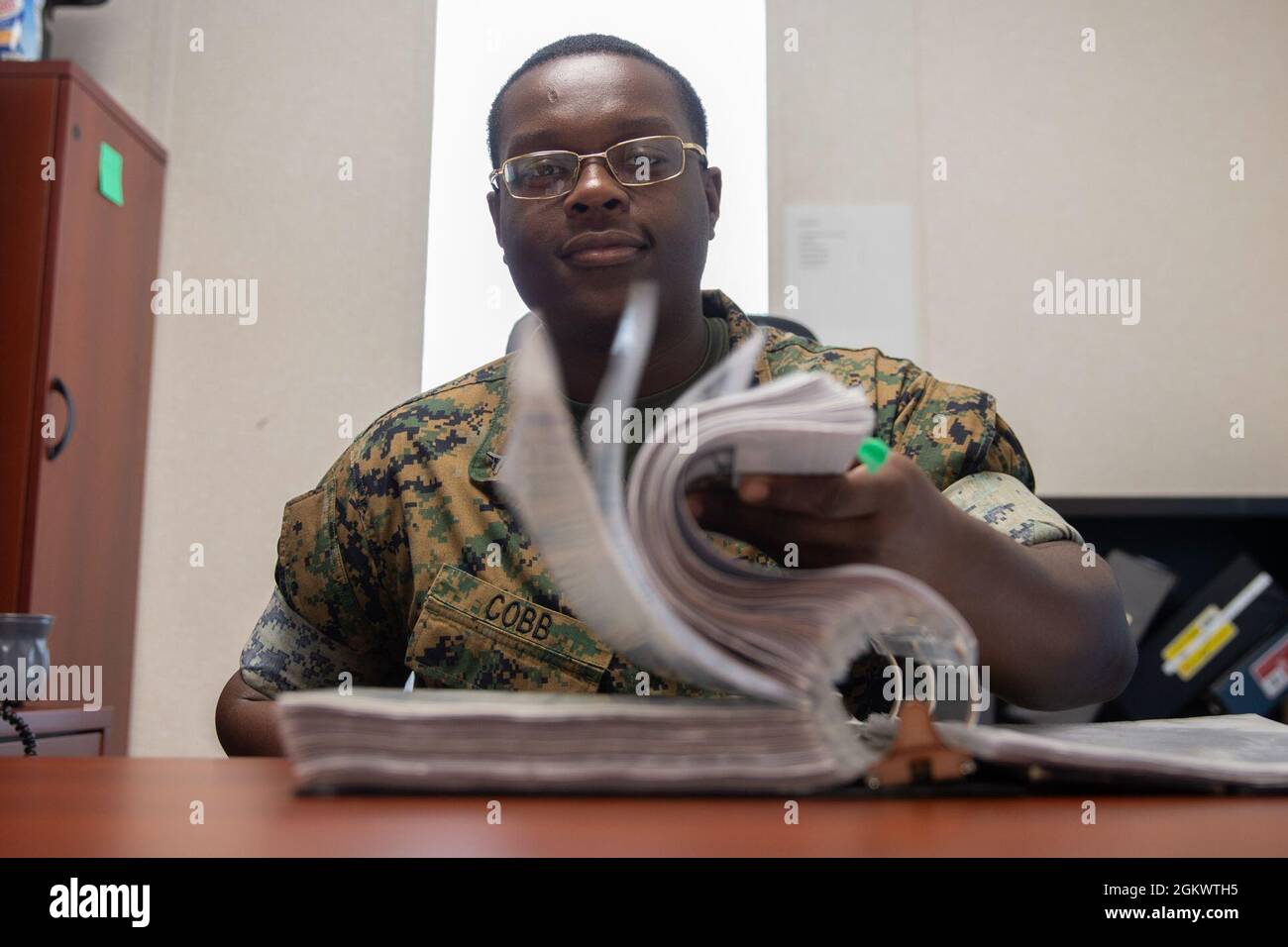 U.S. Marine Corps Lance Cpl. Braxton D. Cobb, an administrative ...