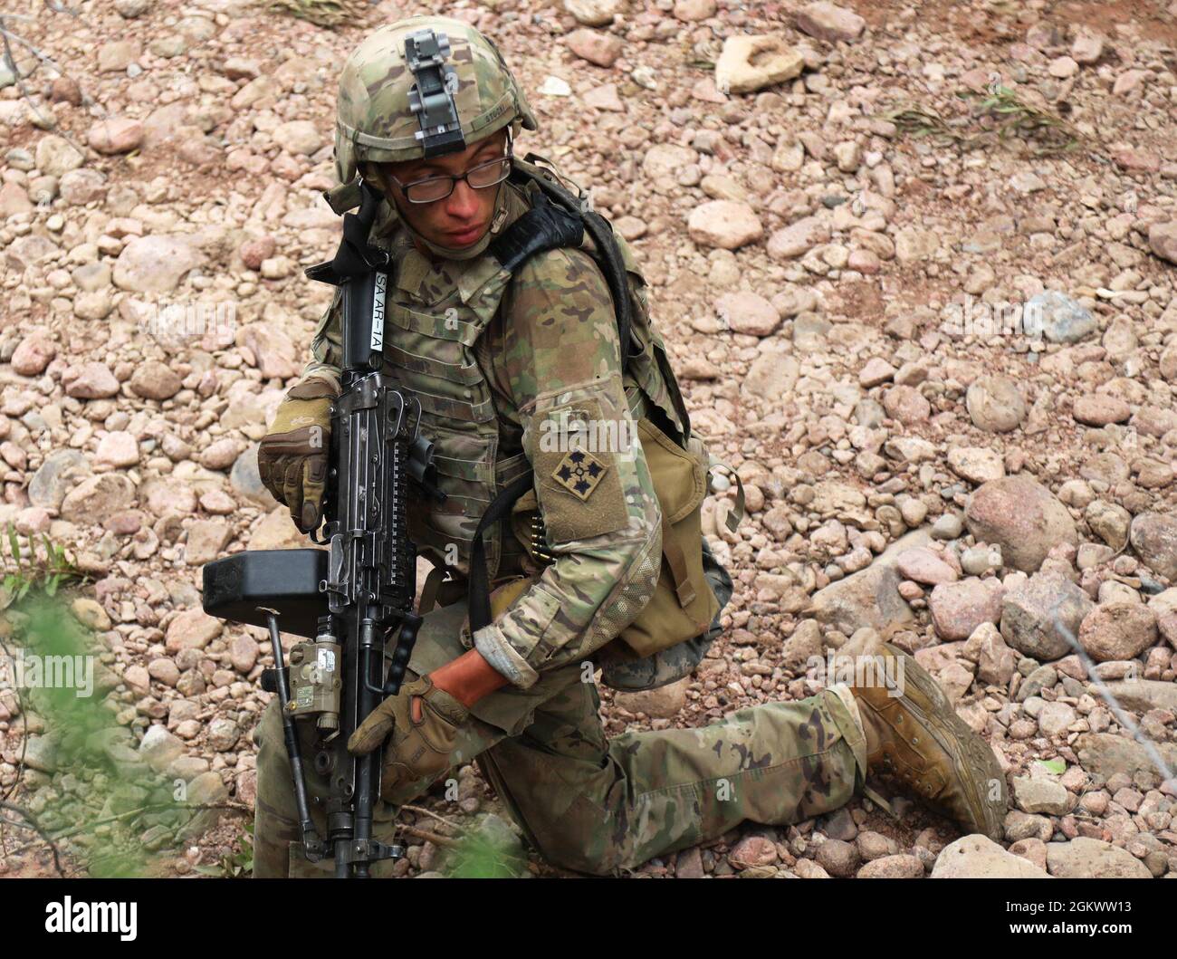 A Soldier with 1st Battalion, 41st Infantry Regiment, 2nd Stryker ...
