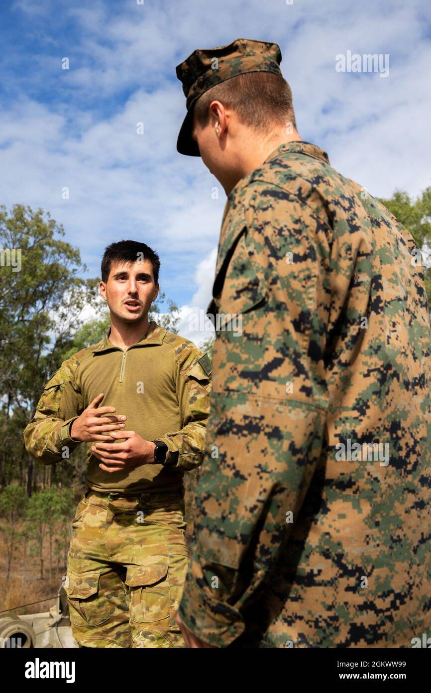 Australian Defence Force craftsman Jayden Eva (left), a recovery ...
