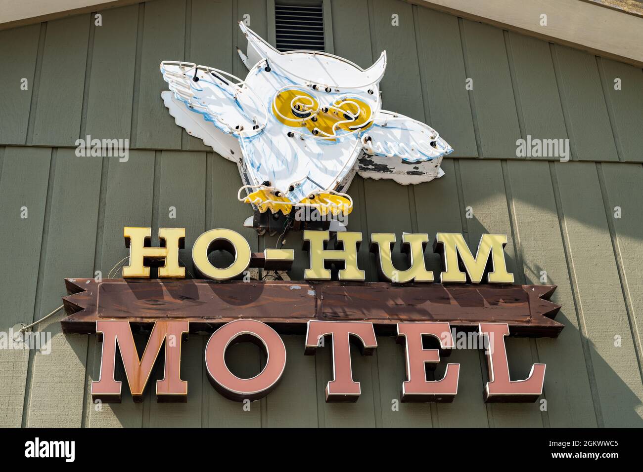 West Yellowstone, Montana - August 23, 2021: Classic neon sign ...