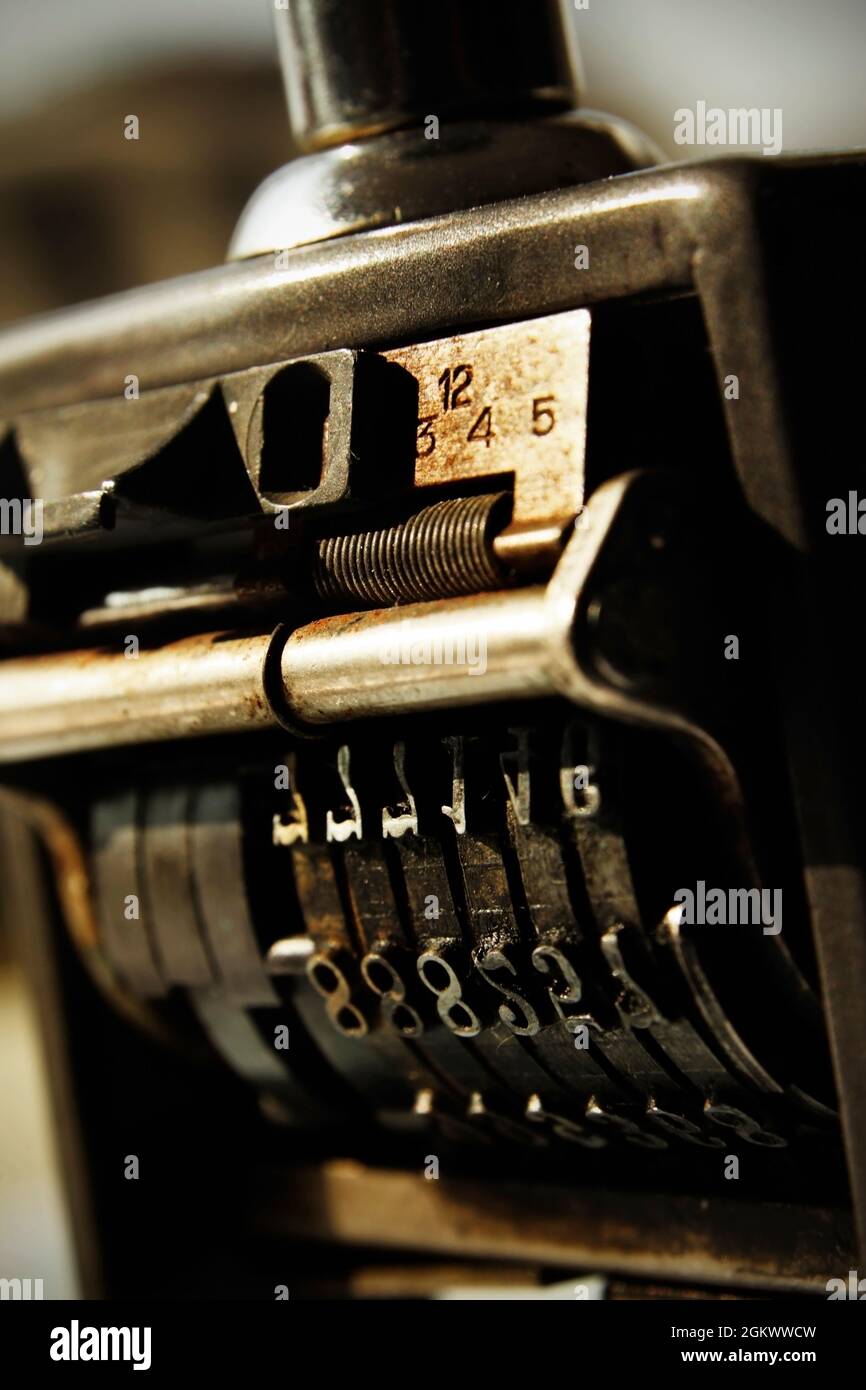 Vintage automatic sequential numbering stamp Stock Photo - Alamy