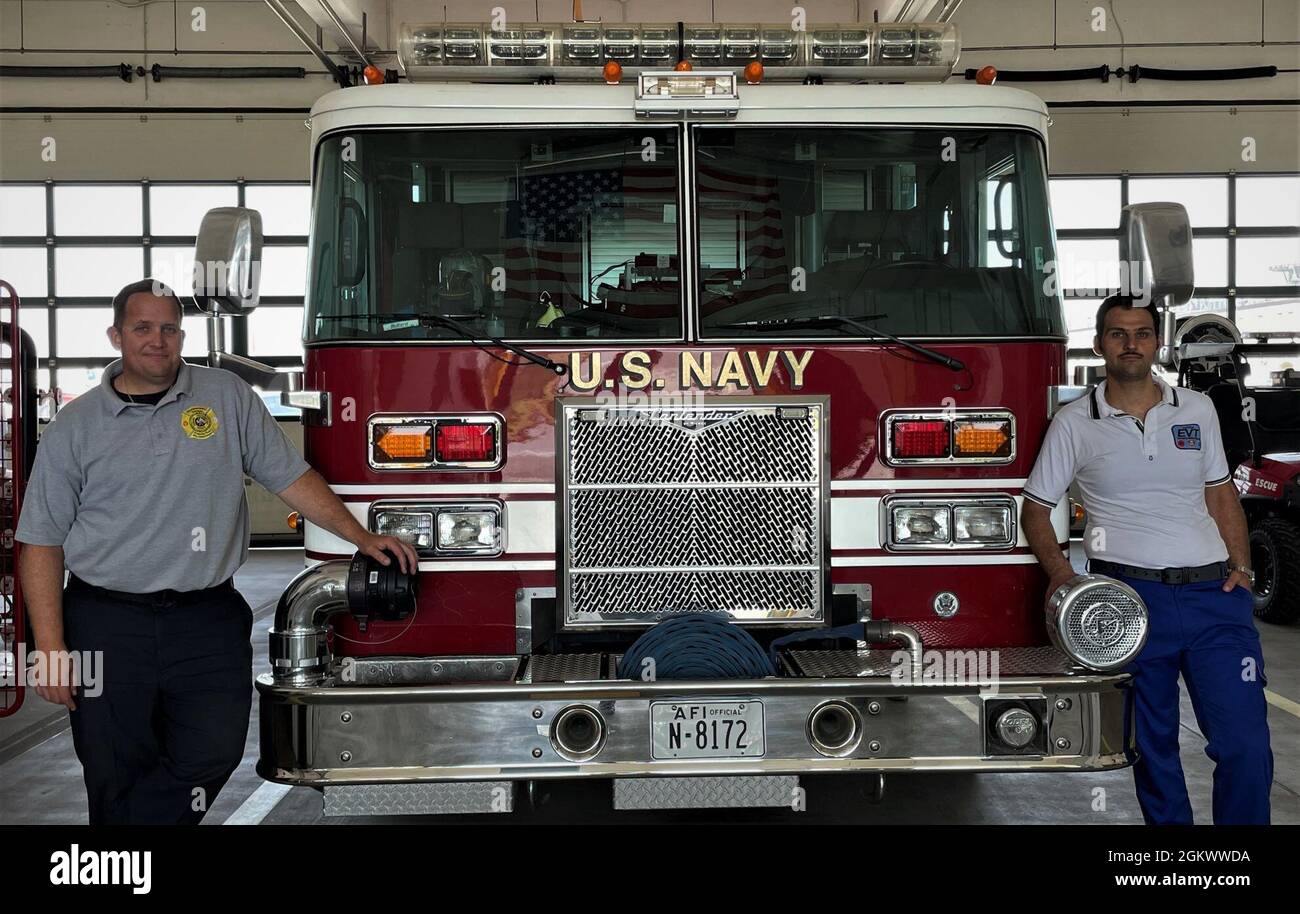 Fire Captain Charles Volhein, Naval Support Activity, Naples (left ...