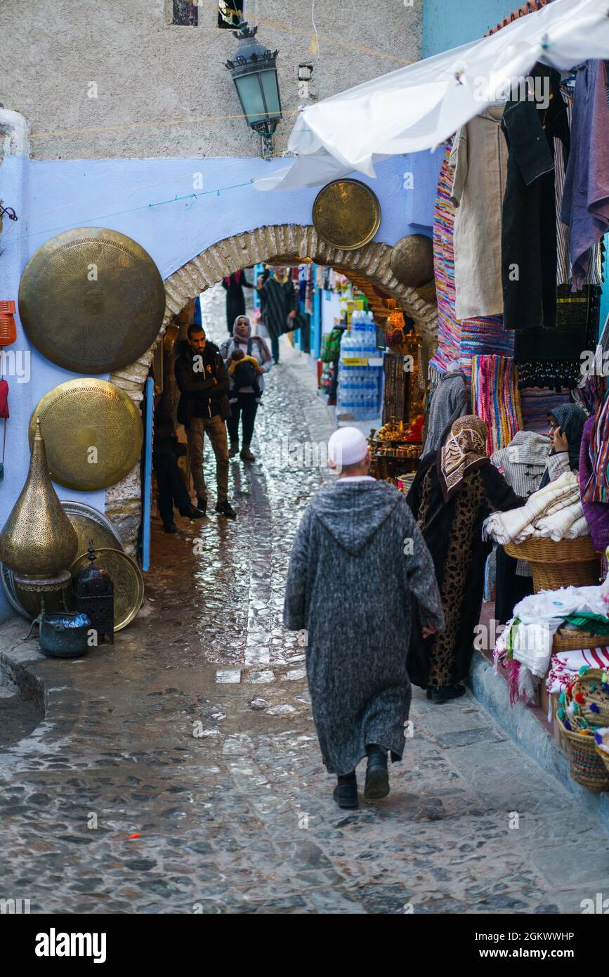 Street scene in the Chefchaouen, Morocco, Africa Stock Photo - Alamy