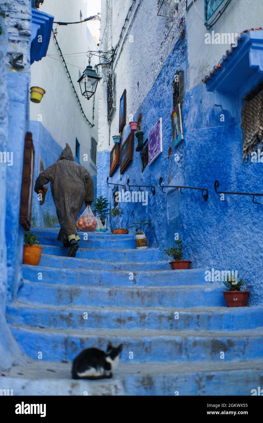 Street scene in the Chefchaouen, Morocco, Africa Stock Photo - Alamy