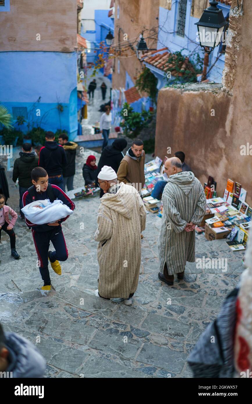 Street scene in the Chefchaouen, Morocco, Africa Stock Photo - Alamy