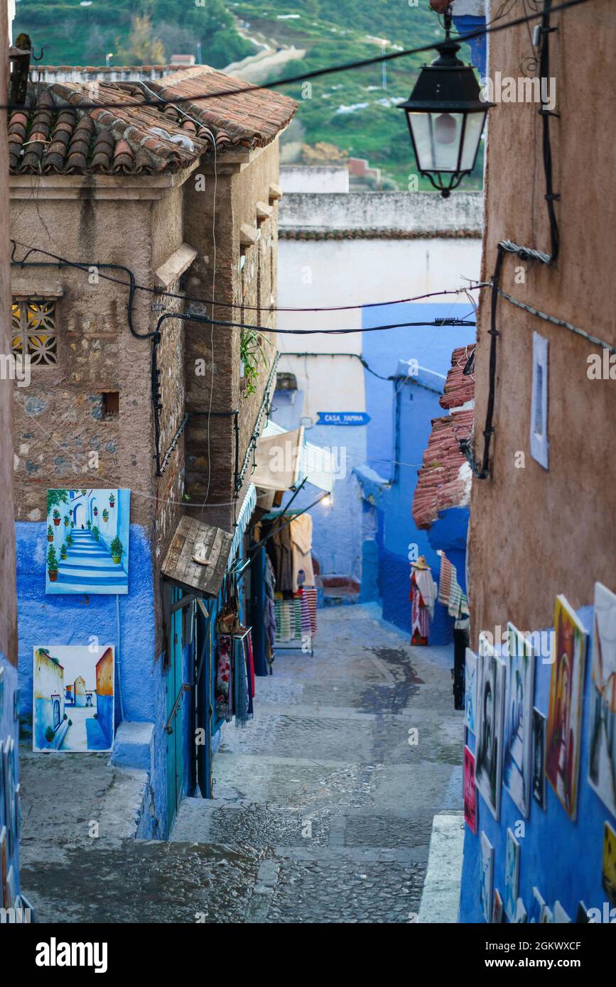 Street scene in the Chefchaouen, Morocco, Africa Stock Photo - Alamy