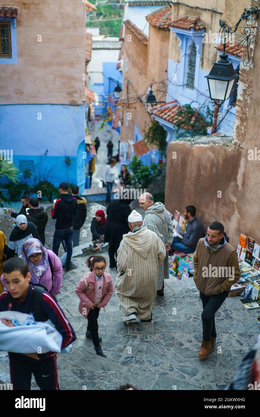 Street scene in the Chefchaouen, Morocco, Africa Stock Photo - Alamy