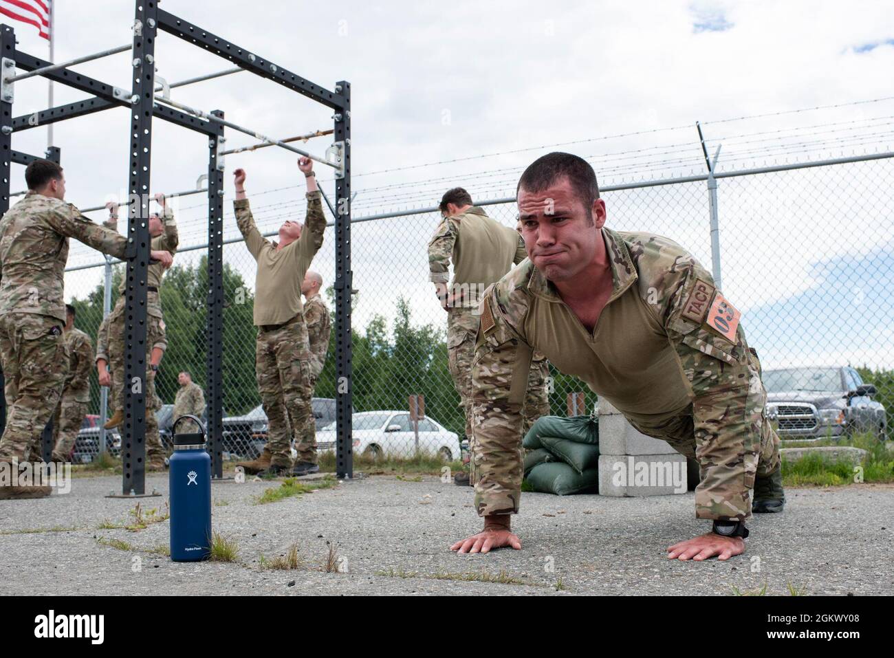 U.S. Air Force Senior Airman Joshua Campos, right, tactical air control ...
