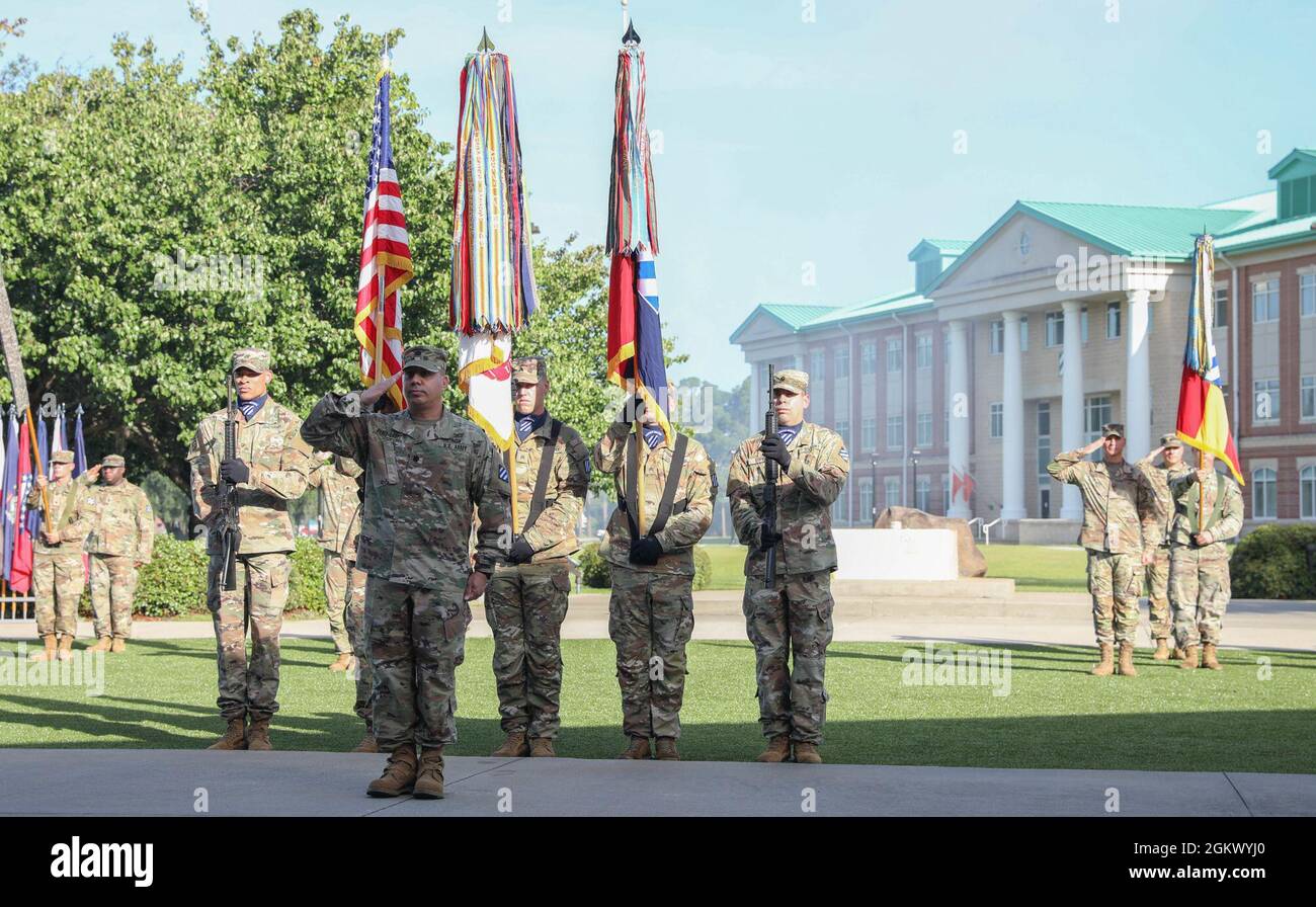 The 3rd Infantry Division color guard presents the National colors ...