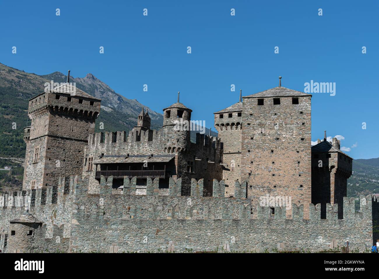 The castle of Fénis, located in the municipality of the same name, is ...