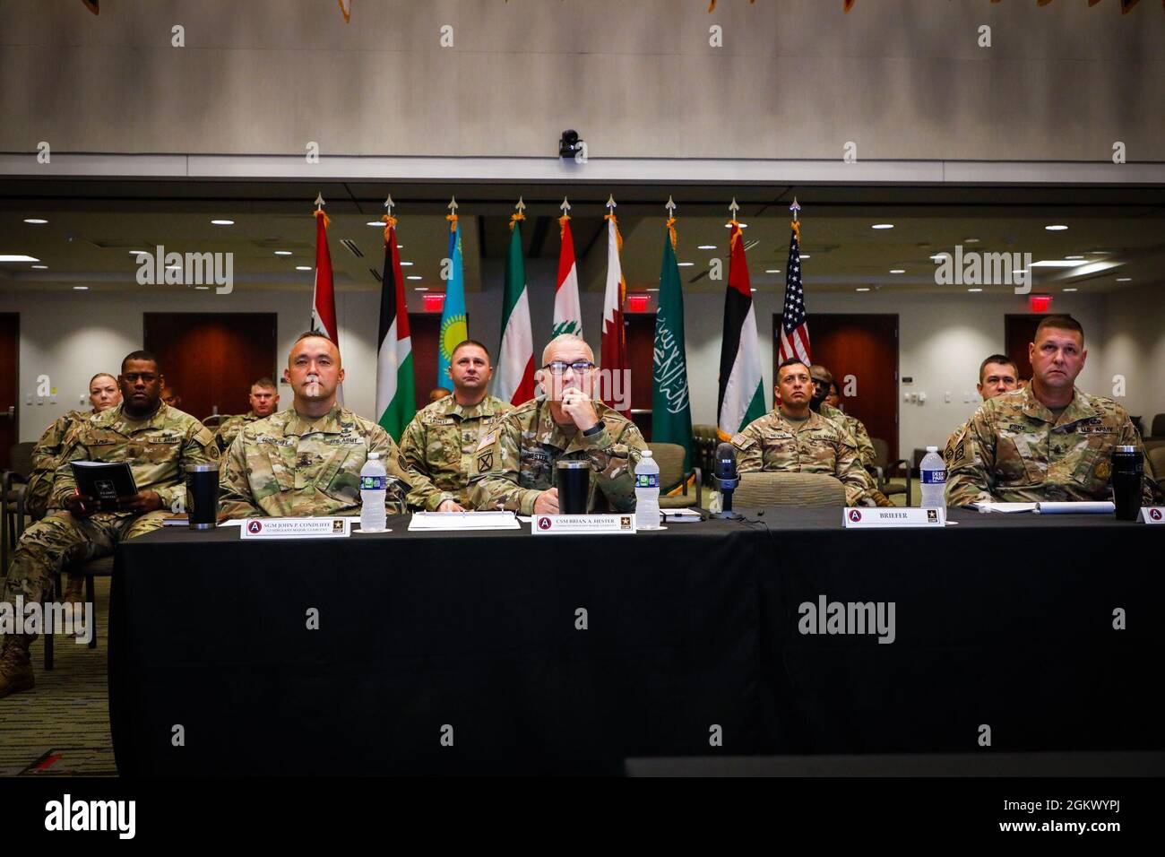 U.S. Army Central Command Sgt. Maj. Brian Hester and staff Sgts. Maj ...