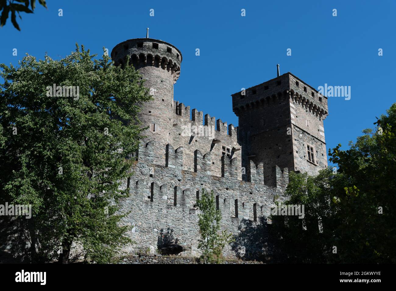 The castle of Fénis, located in the municipality of the same name, is ...