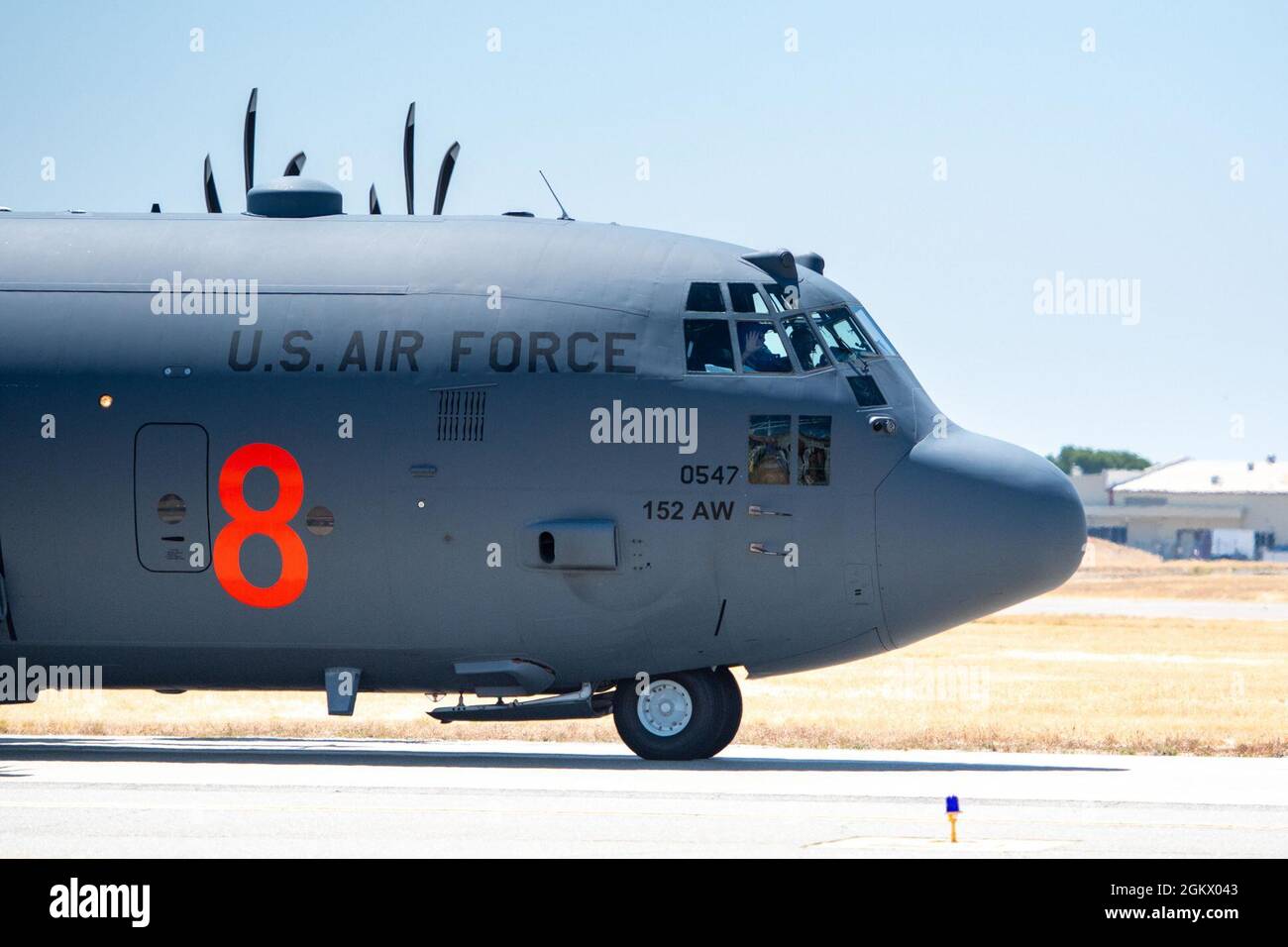Air National Guard C-130, MAFFS 8 out of Reno, Nev. launches July 14, 2021, from CAL FIRE Air ...