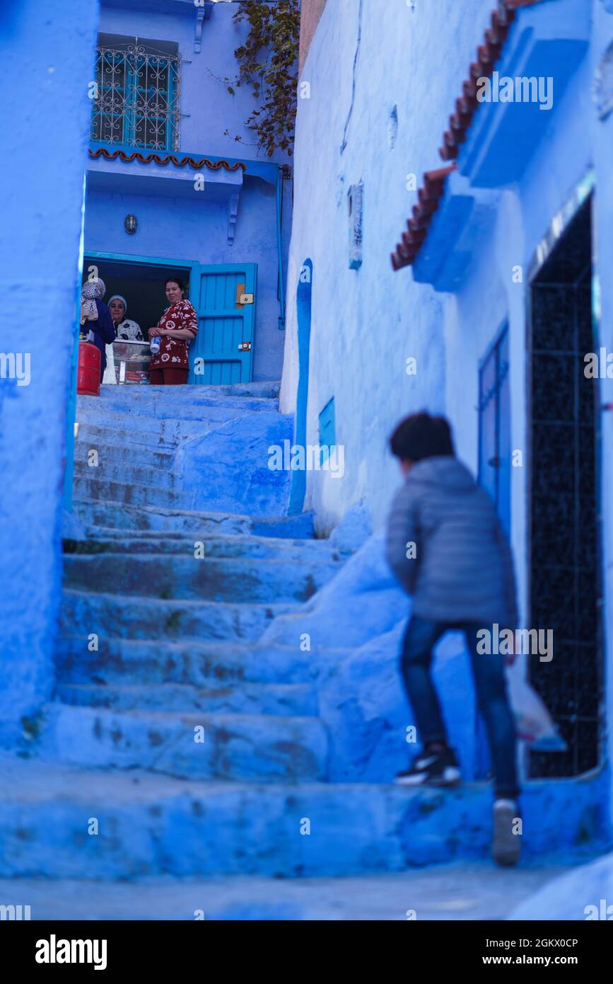 Street scene in the Chefchaouen, Morocco, Africa Stock Photo - Alamy