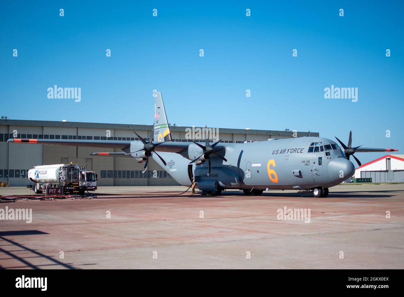 A C-130 out of Channel Islands, Calif. is being refueled before ...