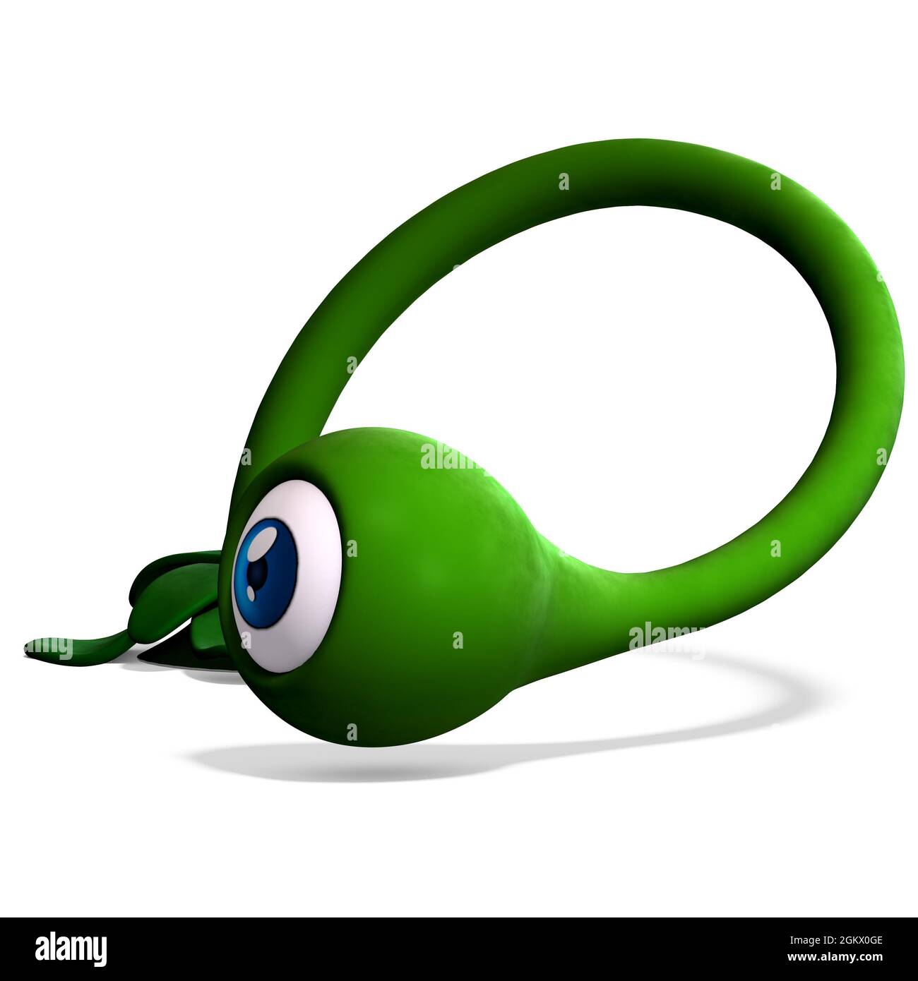 3D-illustration of a cute and funny cartoon eye on a stem. isolated ...