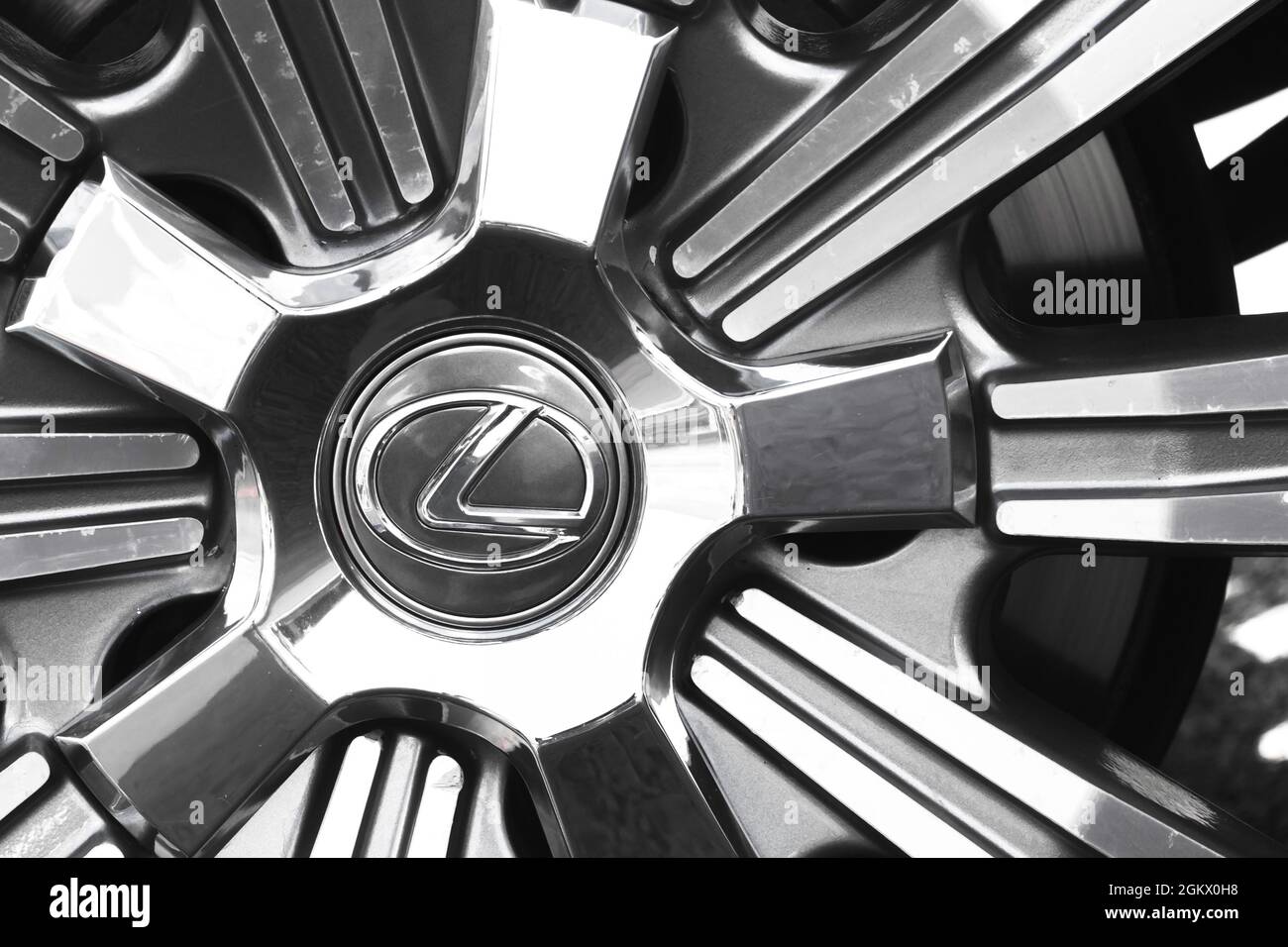 Kharkov, Ukraine - September 13, 2021: Close-up Lexus brand logo on a ...