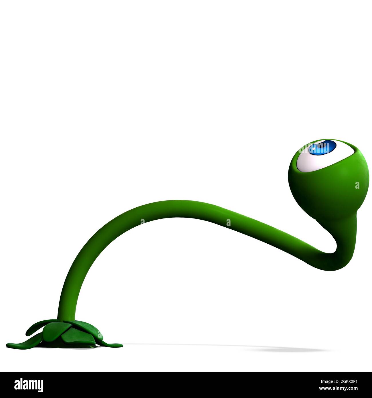 3D-illustration of a cute and funny cartoon eye on a stem. isolated ...
