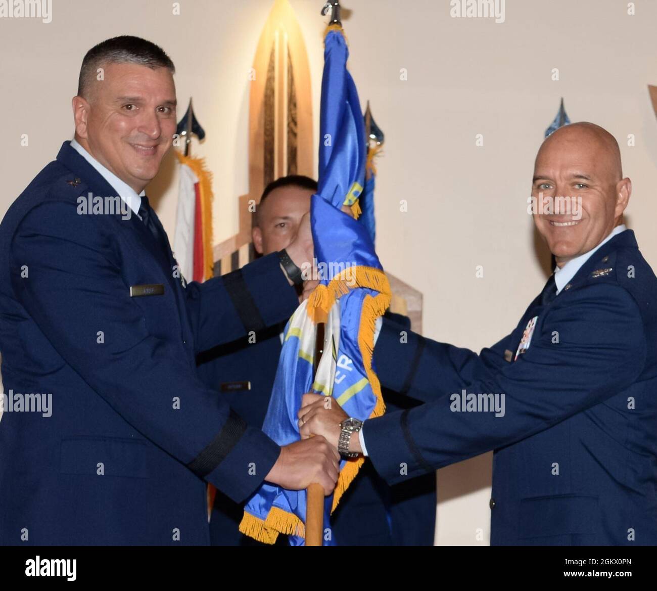 U.S. Air Force Col. Randolph Lake, right, incoming 101st Air and Space ...