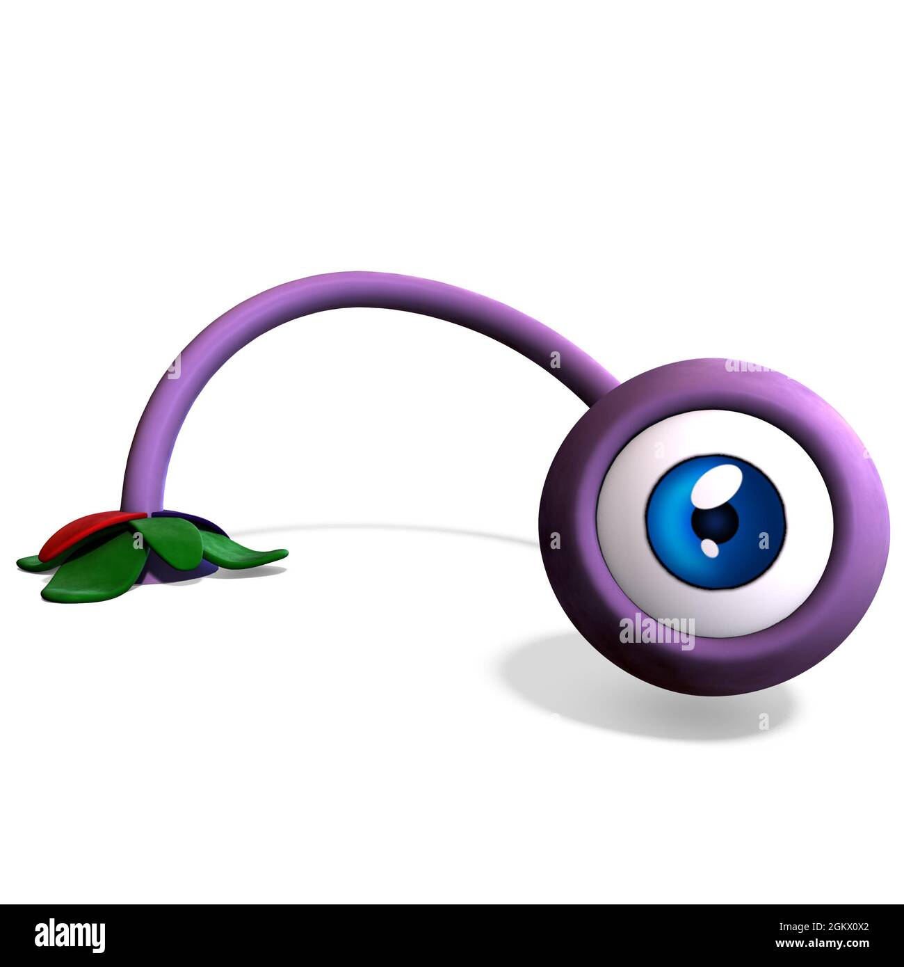3D-illustration of a cute and funny cartoon eye on a stem. isolated ...