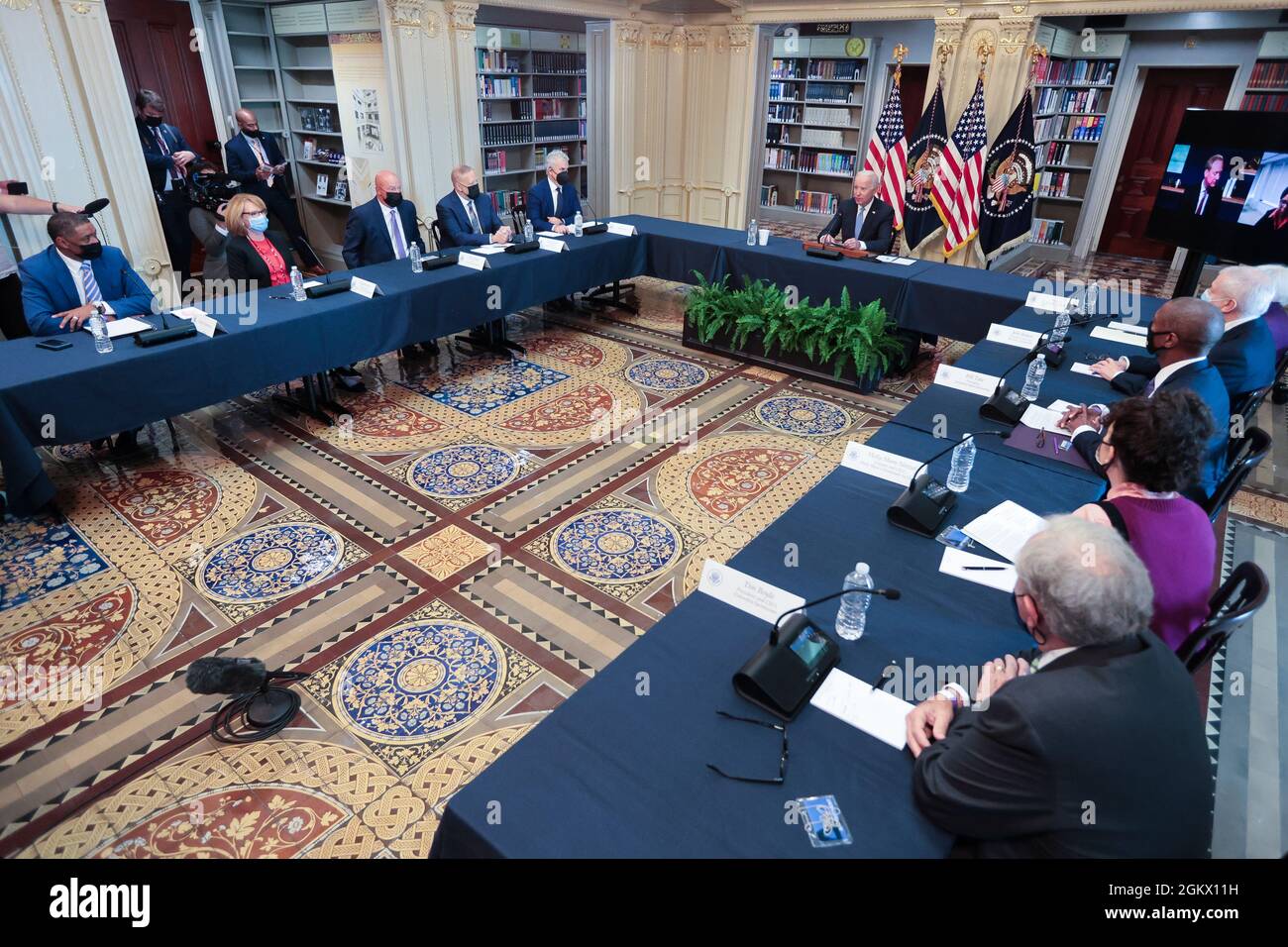 President Joe Biden hosts a meeting with business leaders and CEOs on ...