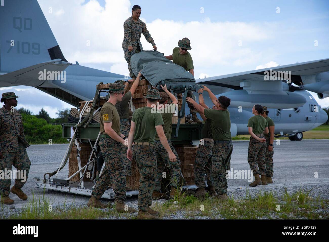 U.S. Marine Corps air delivery specialists with 3d Landing Support ...
