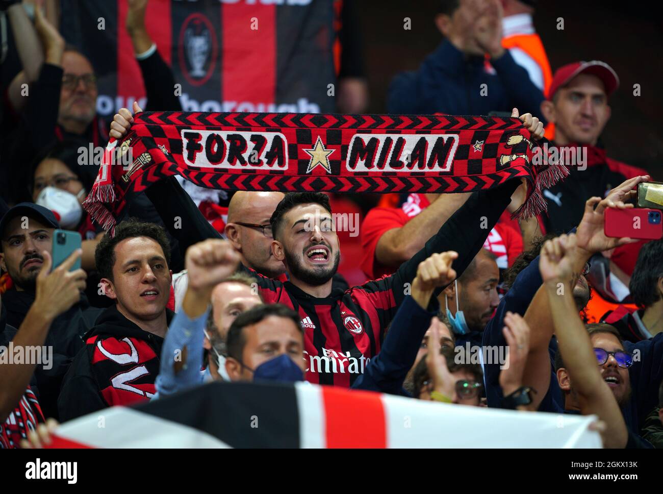 An AC Milan fan in the stands before the UEFA Champions League, Group B ...