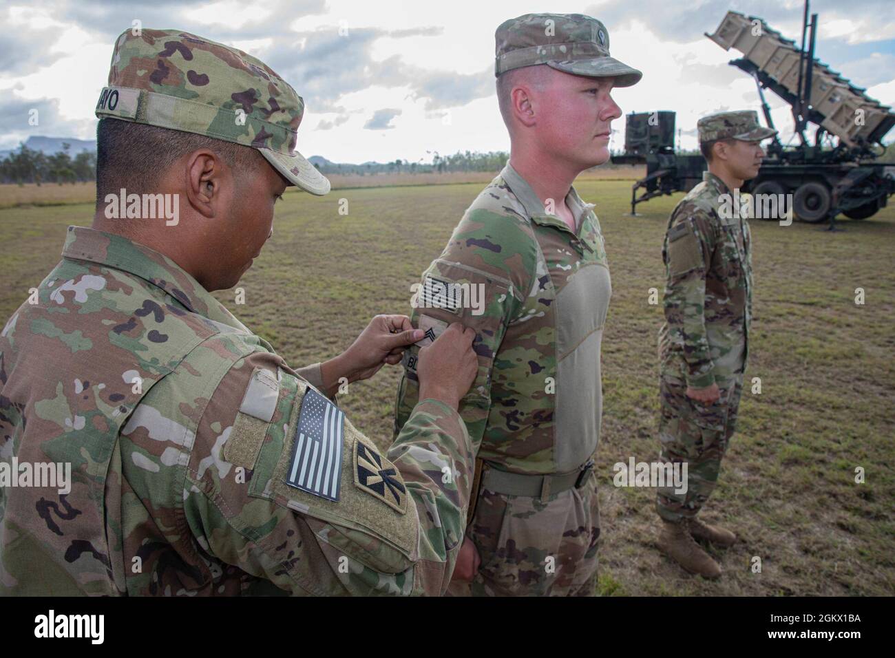 Sgt. Ezekiel Tamayo promotes Spc. Taylor Blitch, patriot launching ...