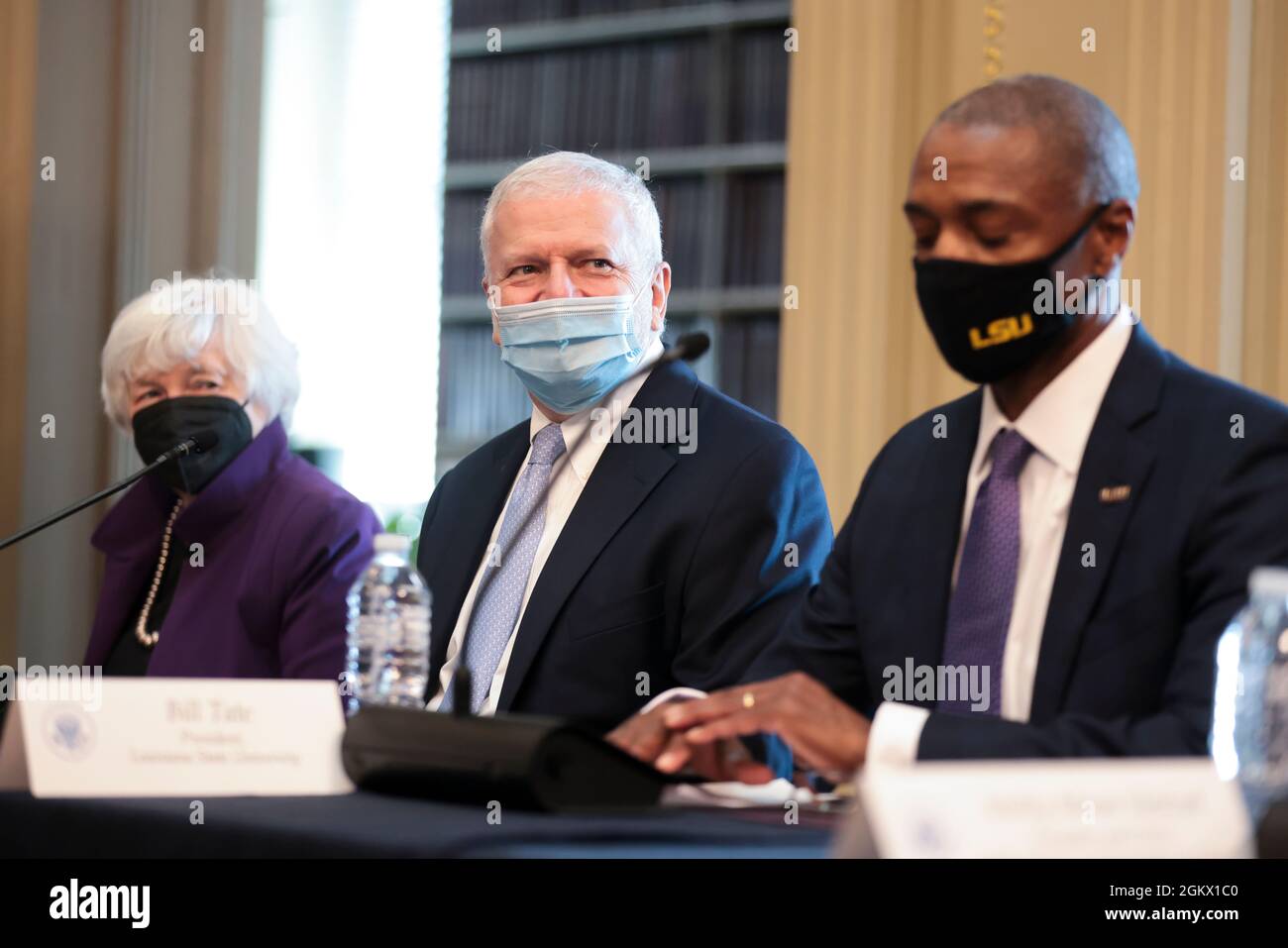 From left, Treasury Secretary Janet Yellen, Josh Bolten, attend a ...