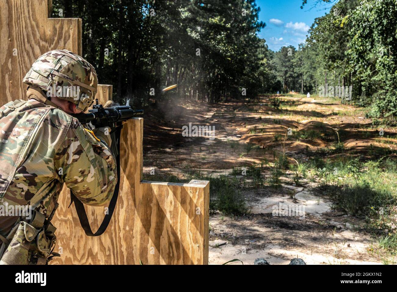 Soldier attached to the 335th Signal Command (theater), engages targets ...