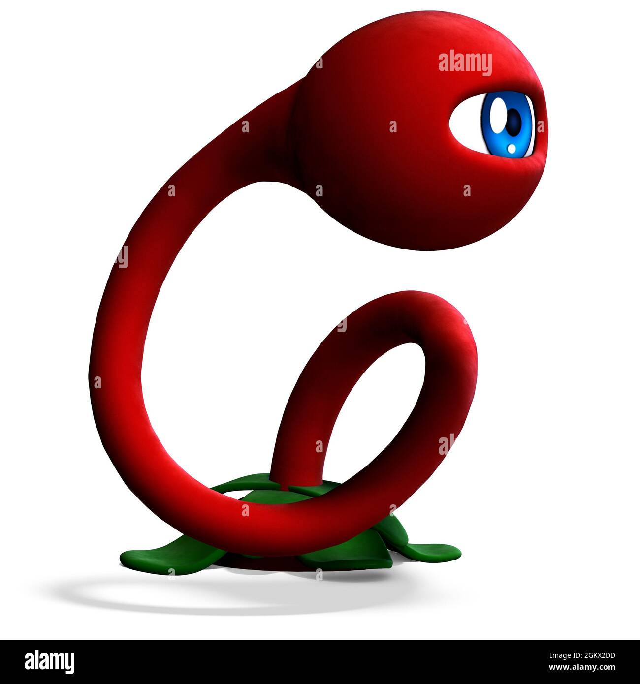 3D-illustration of a cute and funny cartoon eye on a stem. isolated ...
