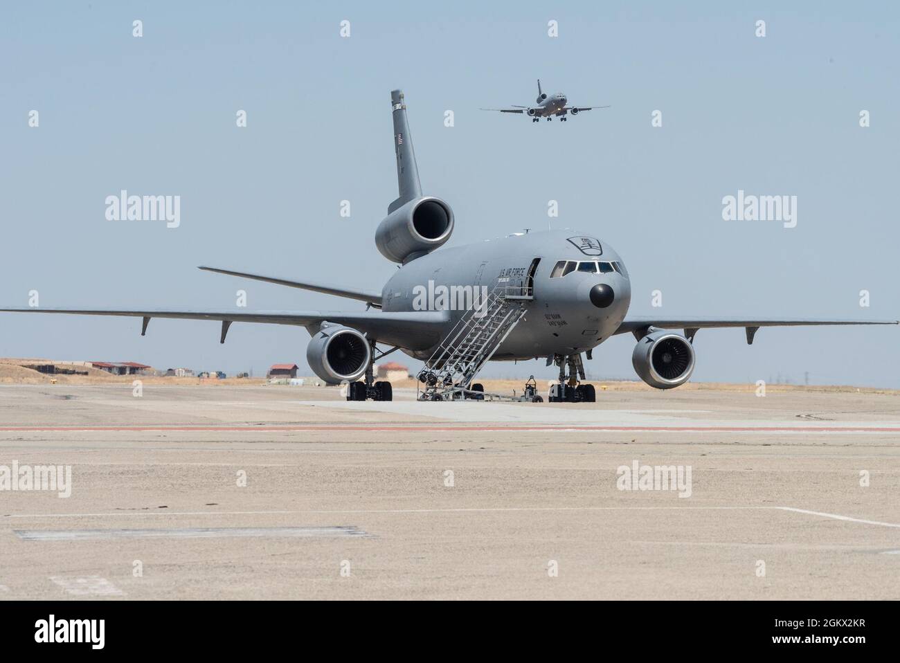 A KC-10 Extender makes a final approach July 14, 2021, at Travis Air ...