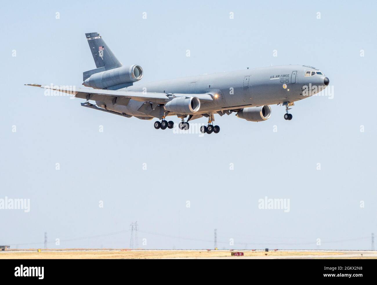 A KC-10 Extender makes a final approach July 14, 2021, at Travis Air ...