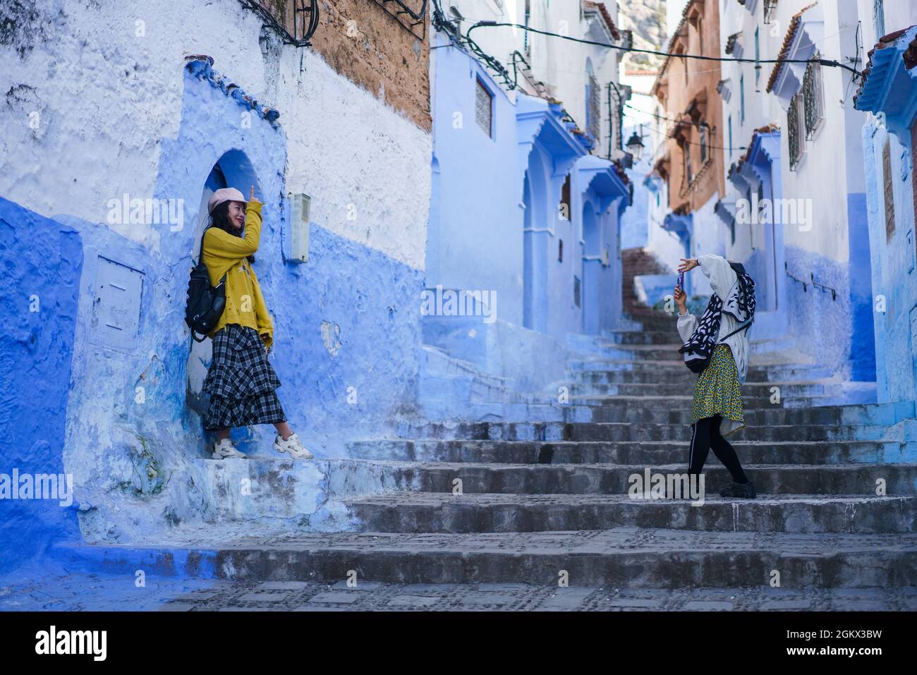 Street scene in the Chefchaouen, Morocco, Africa Stock Photo - Alamy