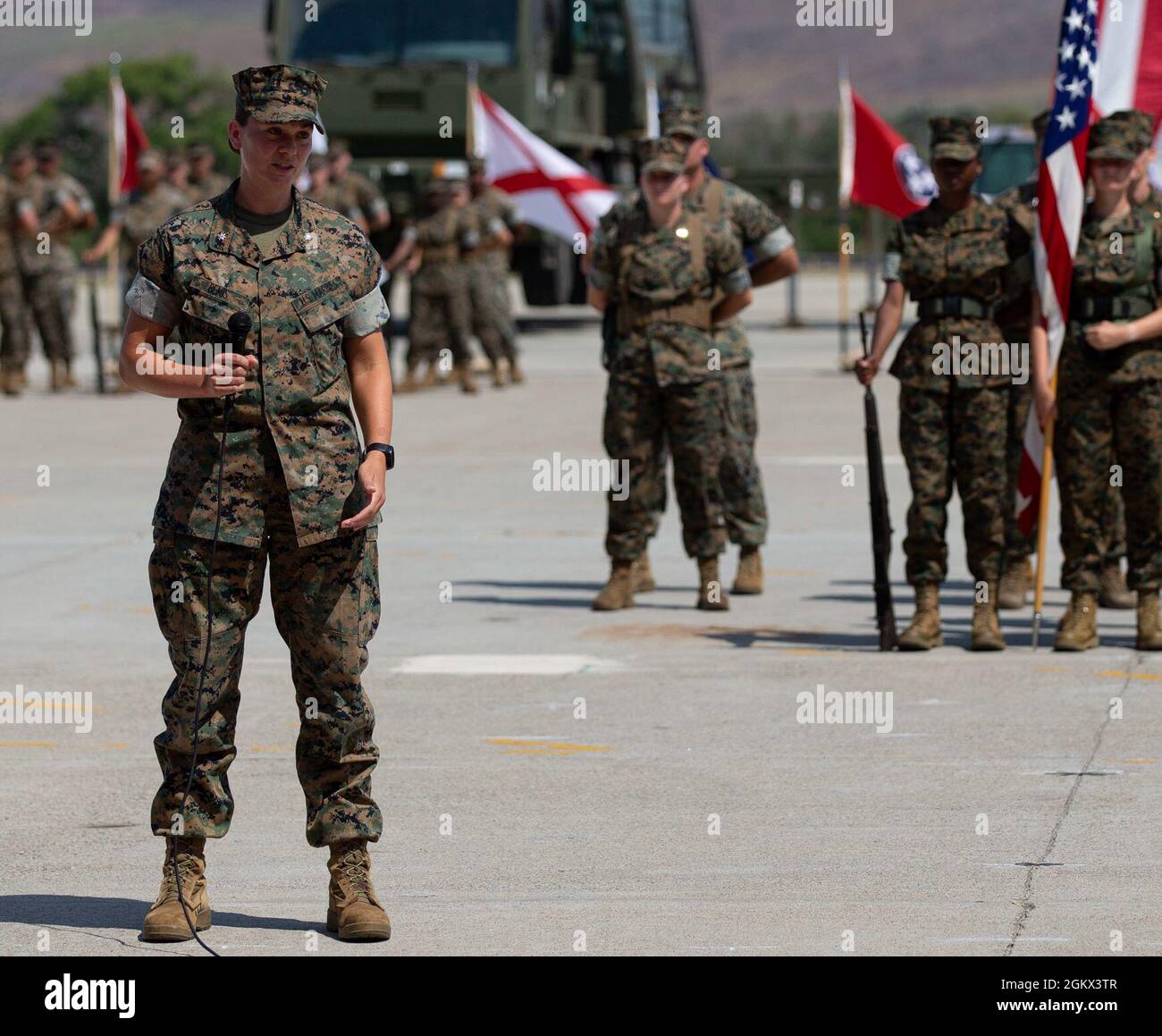U.S. Marine Lt. Col. Bridget N. Bemis, the incoming commanding officer ...