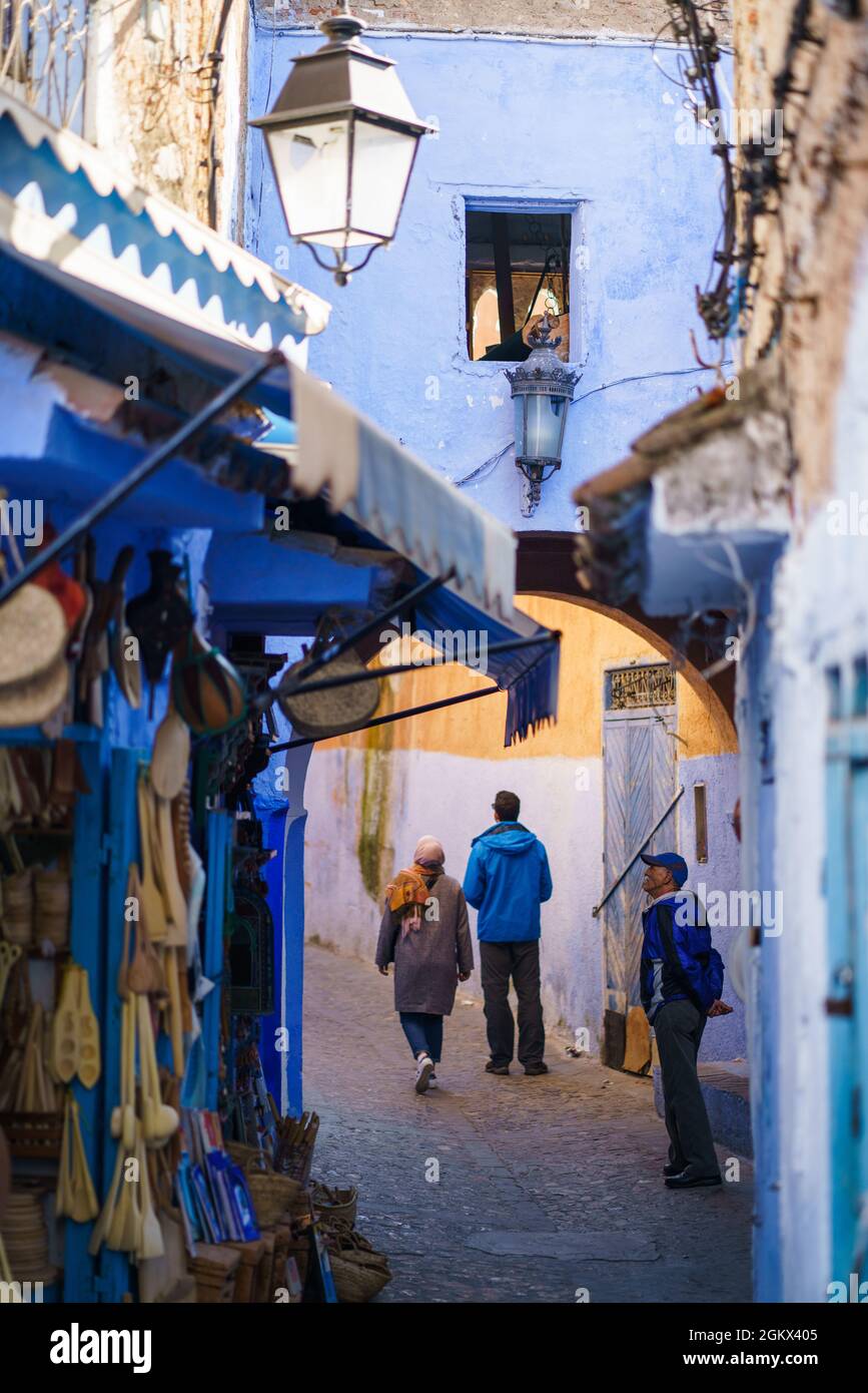 Street scene in the Chefchaouen, Morocco, Africa Stock Photo - Alamy