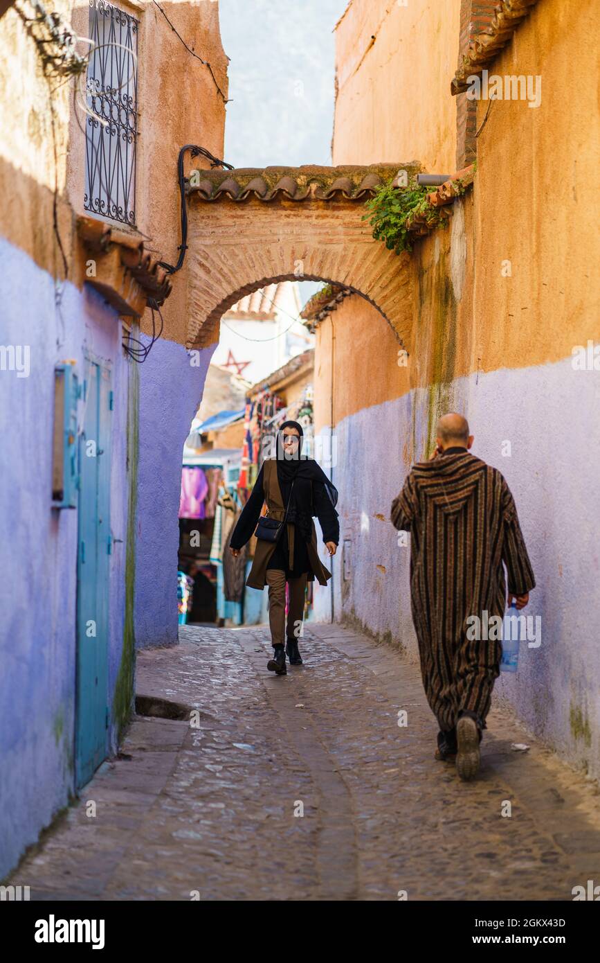 Street scene in the Chefchaouen, Morocco, Africa Stock Photo - Alamy