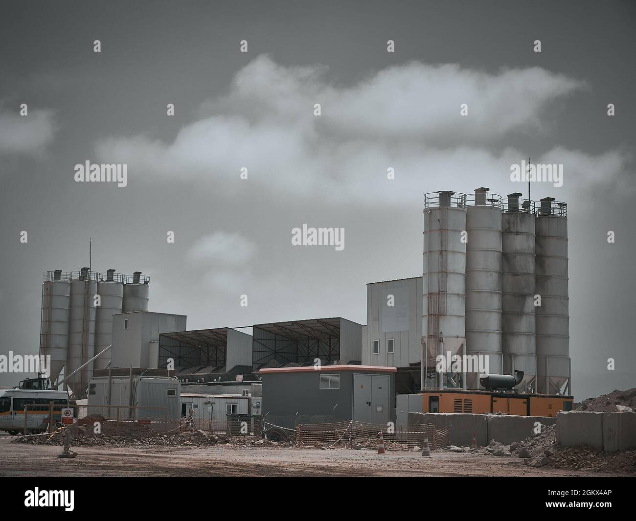 Cement silos towers at construction site Stock Photo - Alamy