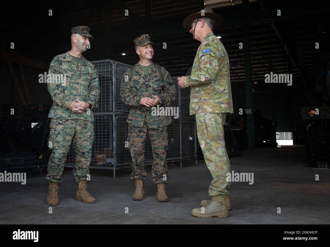 The Chief of the Australian Army Lt. Gen. Richard Burr, right, receives ...