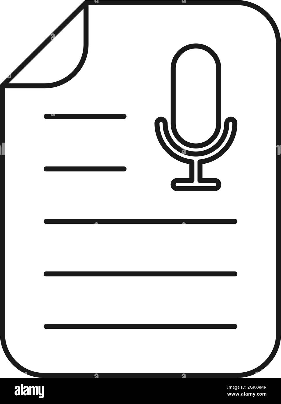 Audio file symbol with microphone and document in vector icon Stock ...