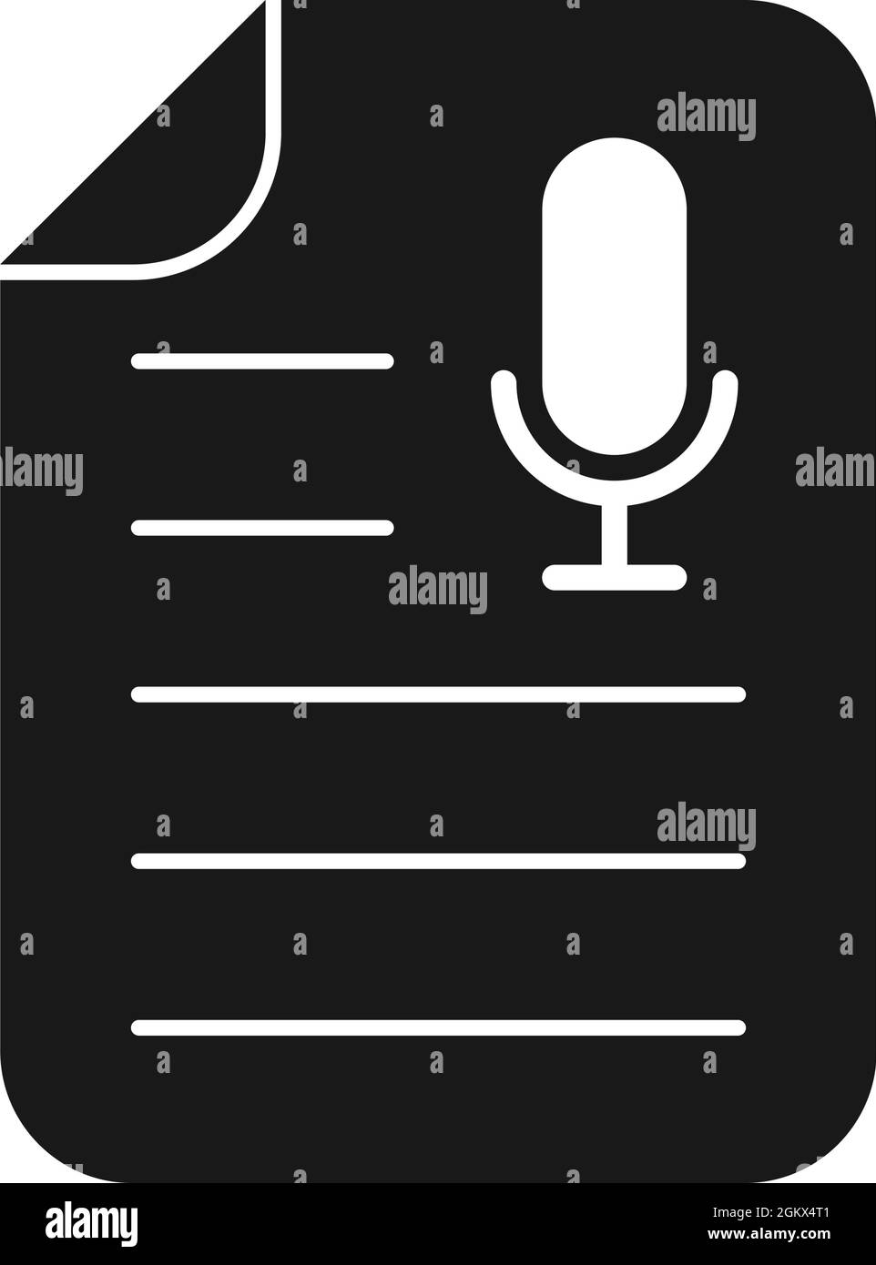 Audio file symbol with microphone and document in vector icon Stock ...