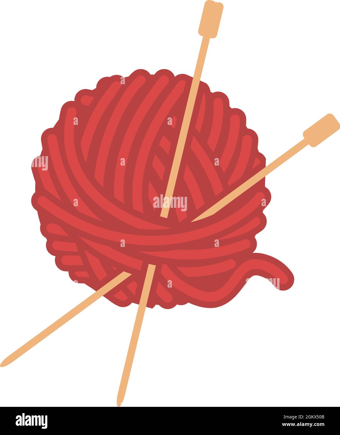 Yarn ball of wool with knitting needles in vector icon Stock Vector ...