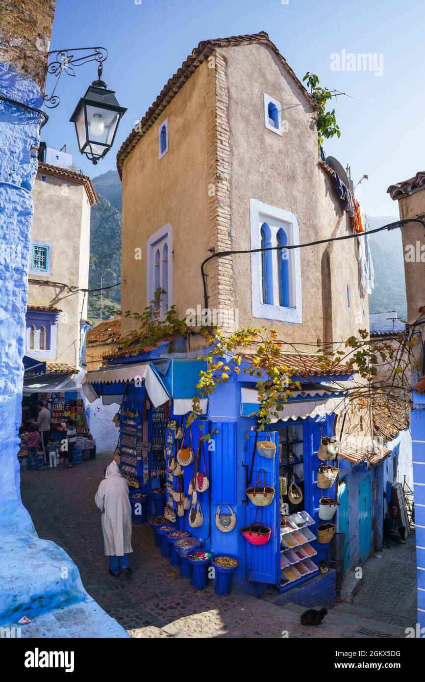 Street scene in the Chefchaouen, Morocco, Africa Stock Photo - Alamy