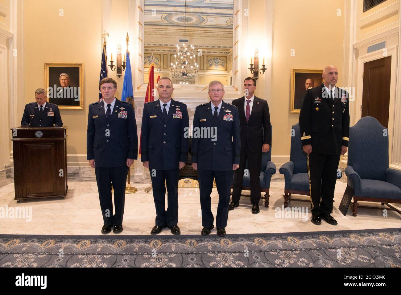 U.S. Air Force Col. Rick Mutchler (center-left), Oklahoma National ...